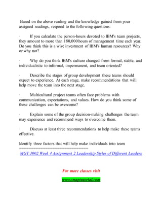Mgt 3002 Success Begins / snaptutorial.com