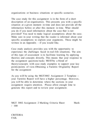 MGT3002 Assessment 2 File, Semester 2, 2020Assignment 2Descr | DOCX ...