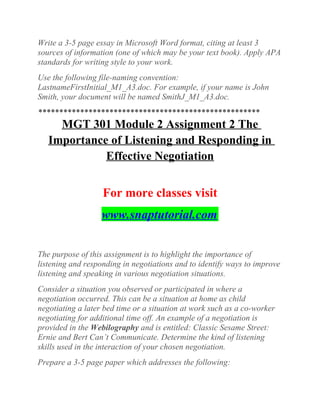MGT 301 Massive Success / snaptutorial.com