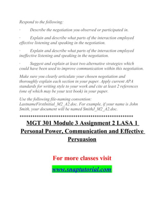 MGT 301 Massive Success / snaptutorial.com