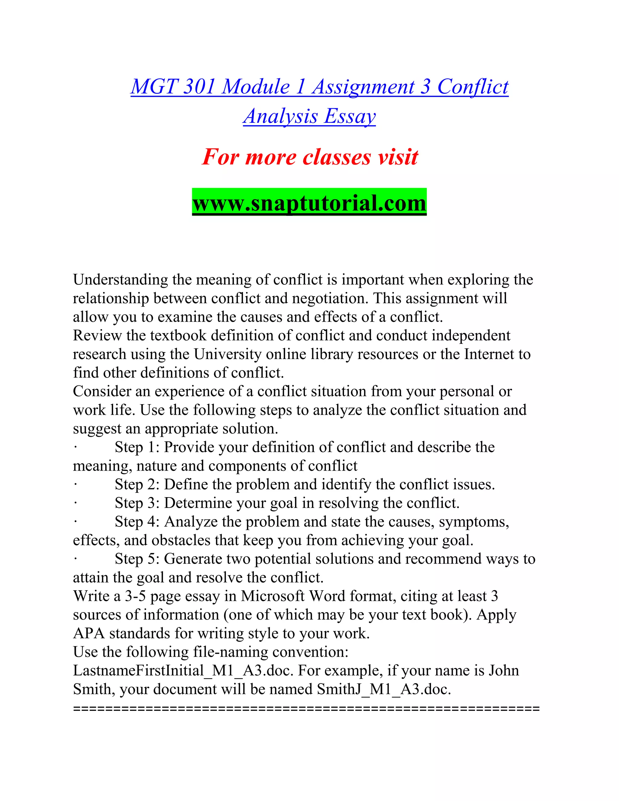 MGT 301 help A Guide to career/Snaptutorial | PDF