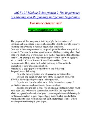 MGT 301 help A Guide to career/Snaptutorial | PDF