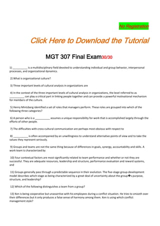 Mgt 307 final exam | DOCX | Business | Business and Finance