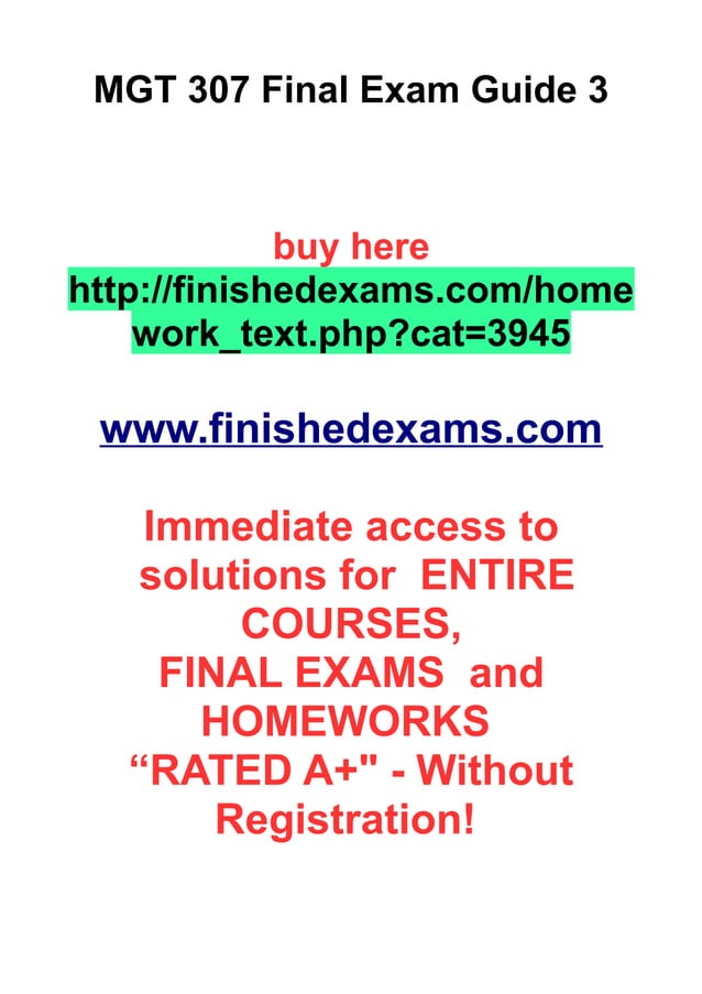 Mgt 307 final exam guide 3 | PDF