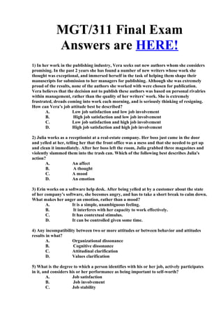 Mgt 311 final exam | DOC