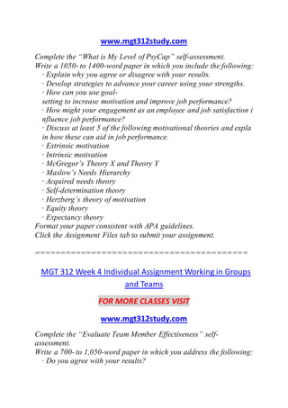 MGT 312 STUDY Become Exceptional--mgt312study.com