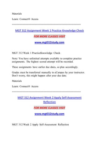 MGT 312 STUDY Become Exceptional--mgt312study.com