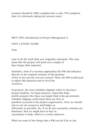 MGT 3302, Introduction to Project Management 1 Cou.docx