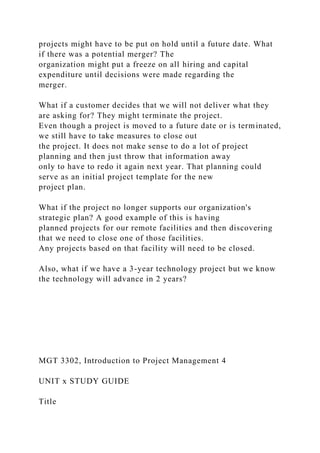 MGT 3302, Introduction to Project Management 1 Cou.docx