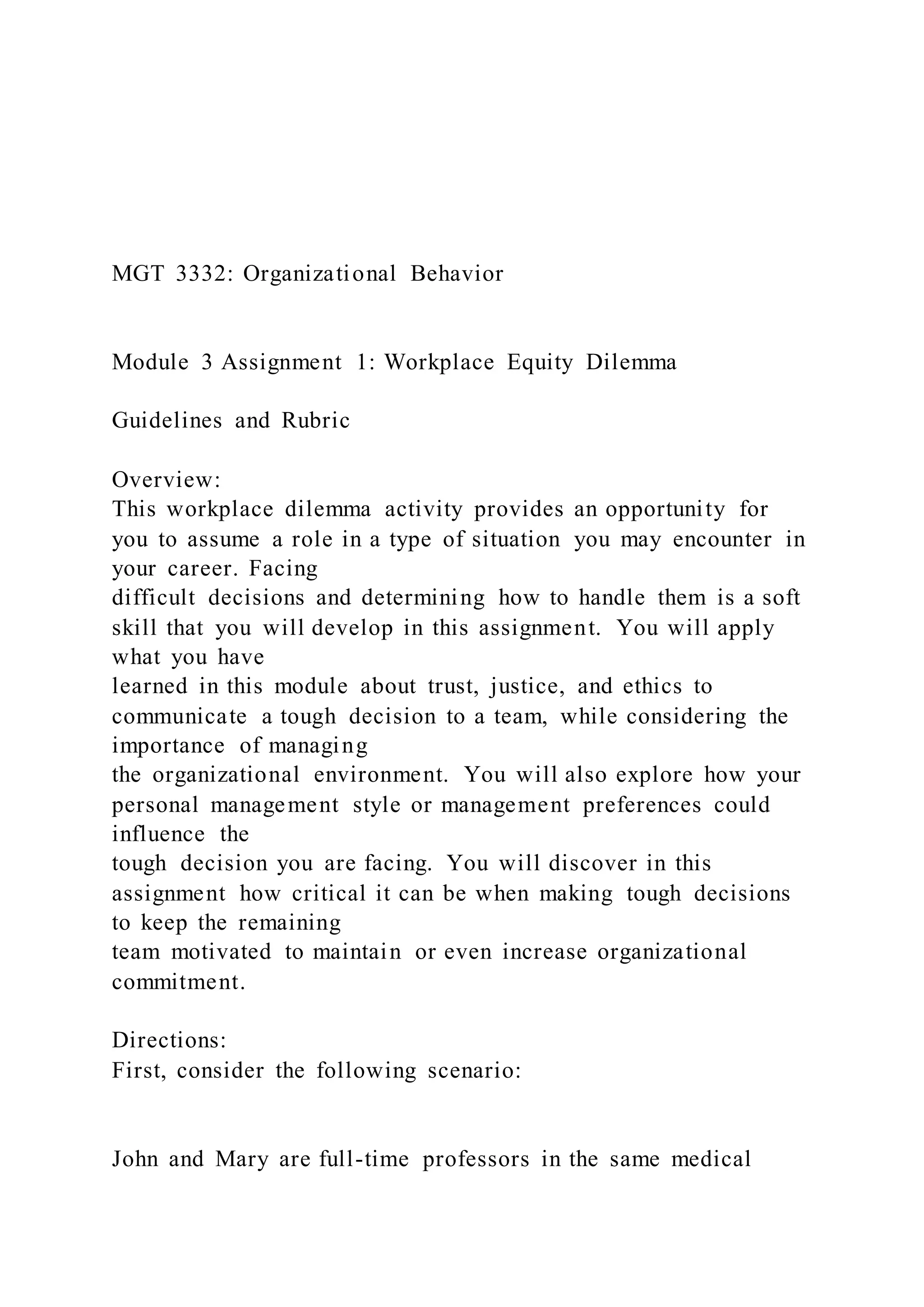 Mgt 3332 organizational behavior module 3 assignmen | PDF | Free Download