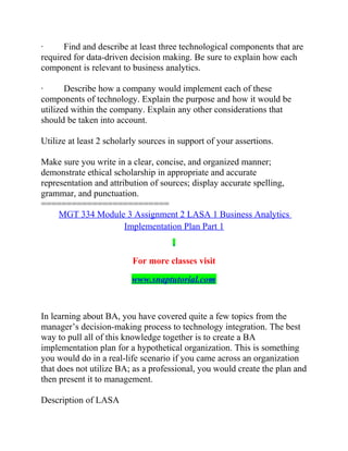 MGT 334 Massive Success / snaptutorial.com | Business Administration ...