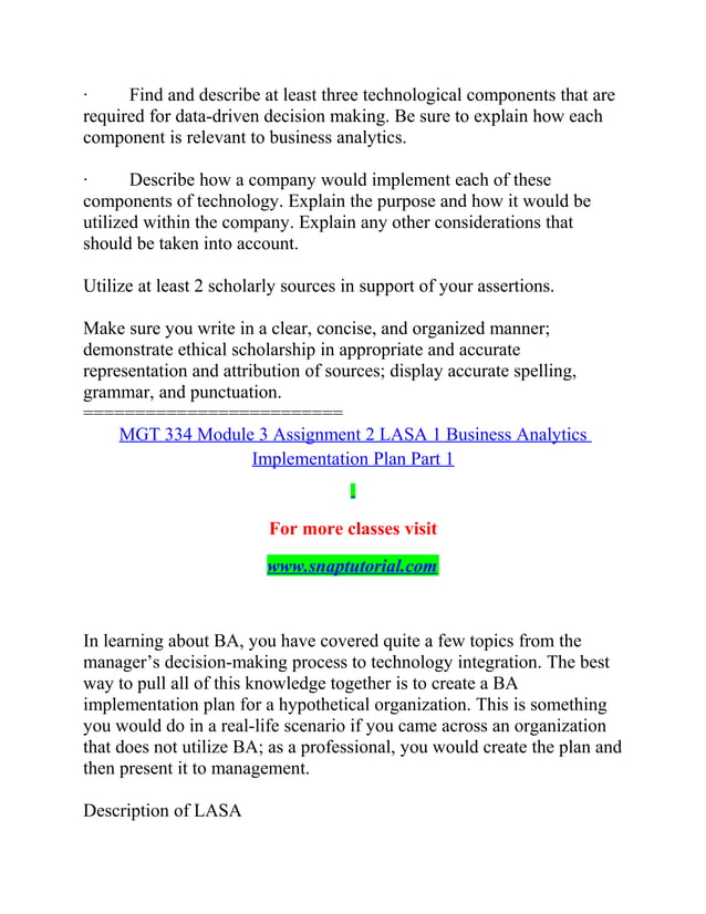 MGT 334 Massive Success / snaptutorial.com | Business Administration | Business