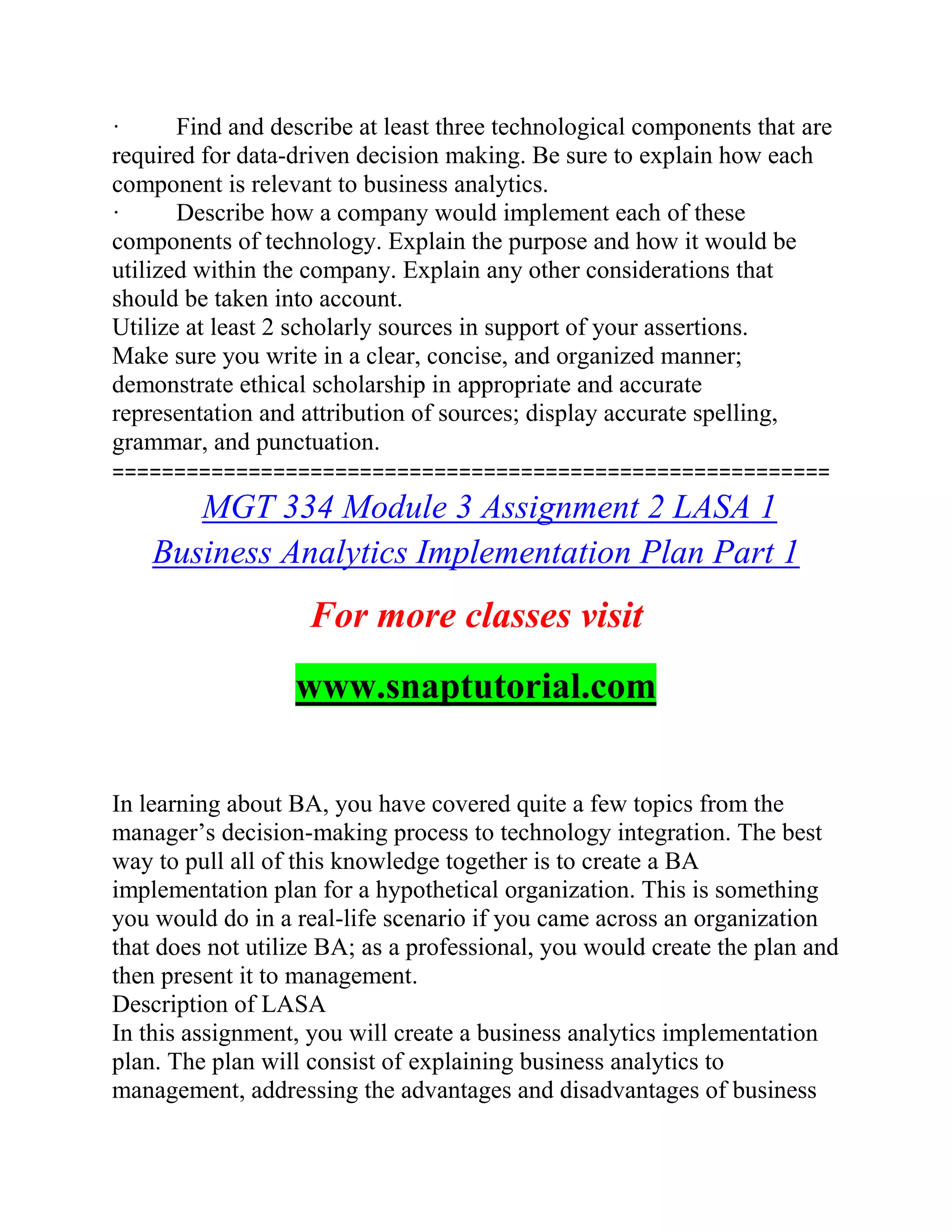 MGT 334 help A Guide to career/Snaptutorial | PDF