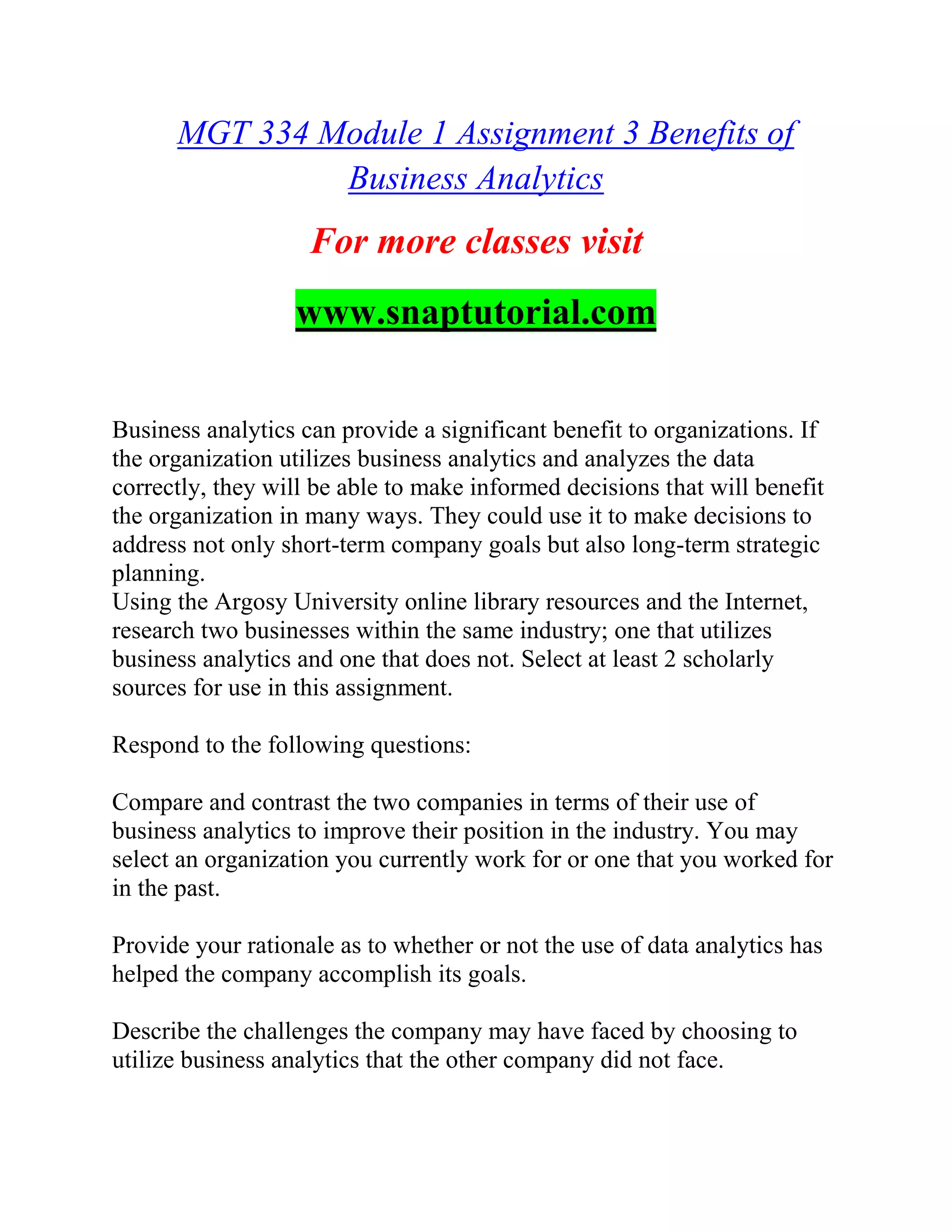 MGT 334 help Successful Learning/Snaptutorial | PDF