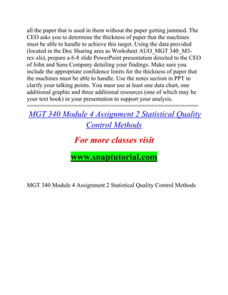 MGT 340 help Successful Learning/Snaptutorial | PDF