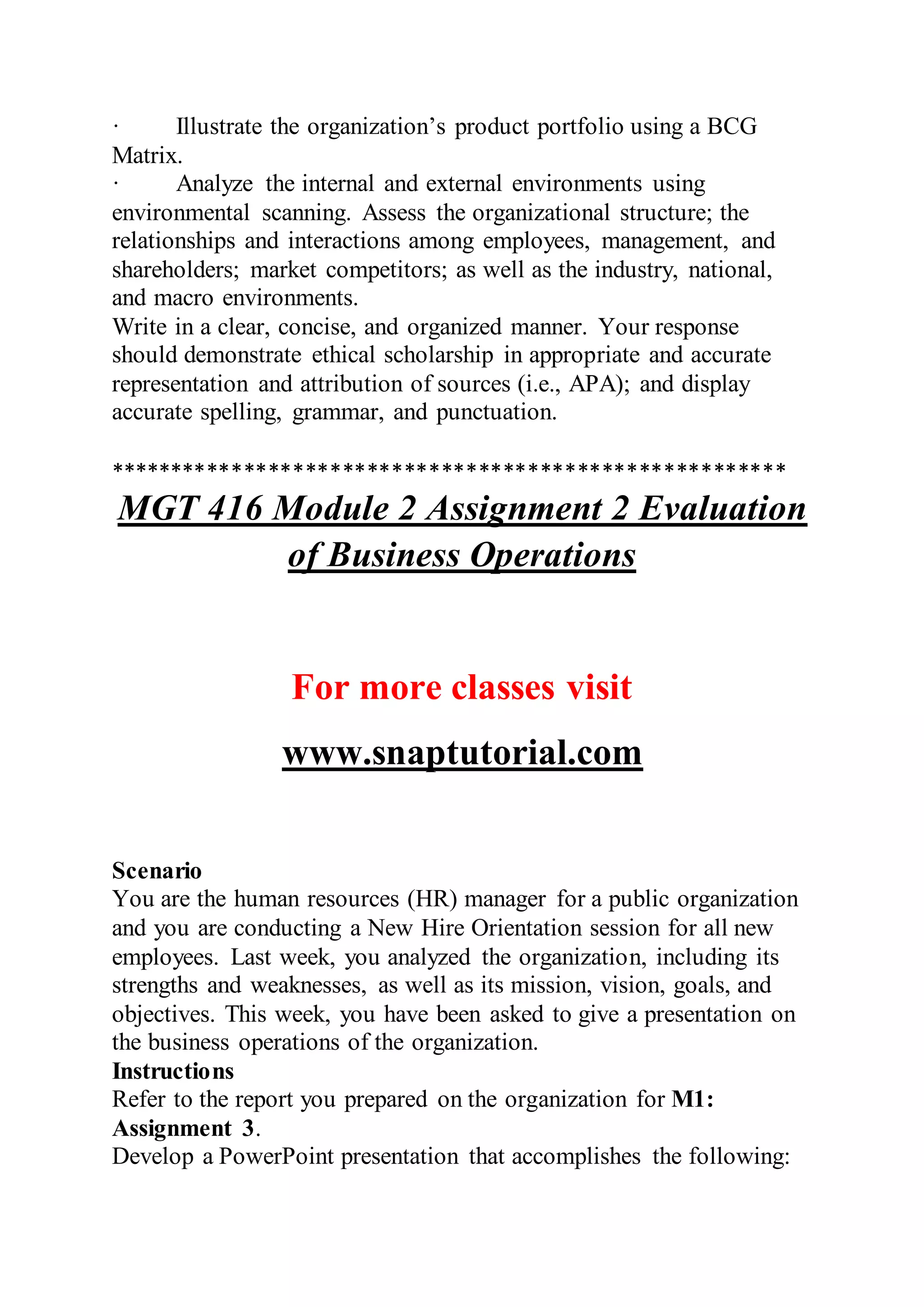 MGT 416 Education Organization - snaptutorial.com | Human Resources | Business