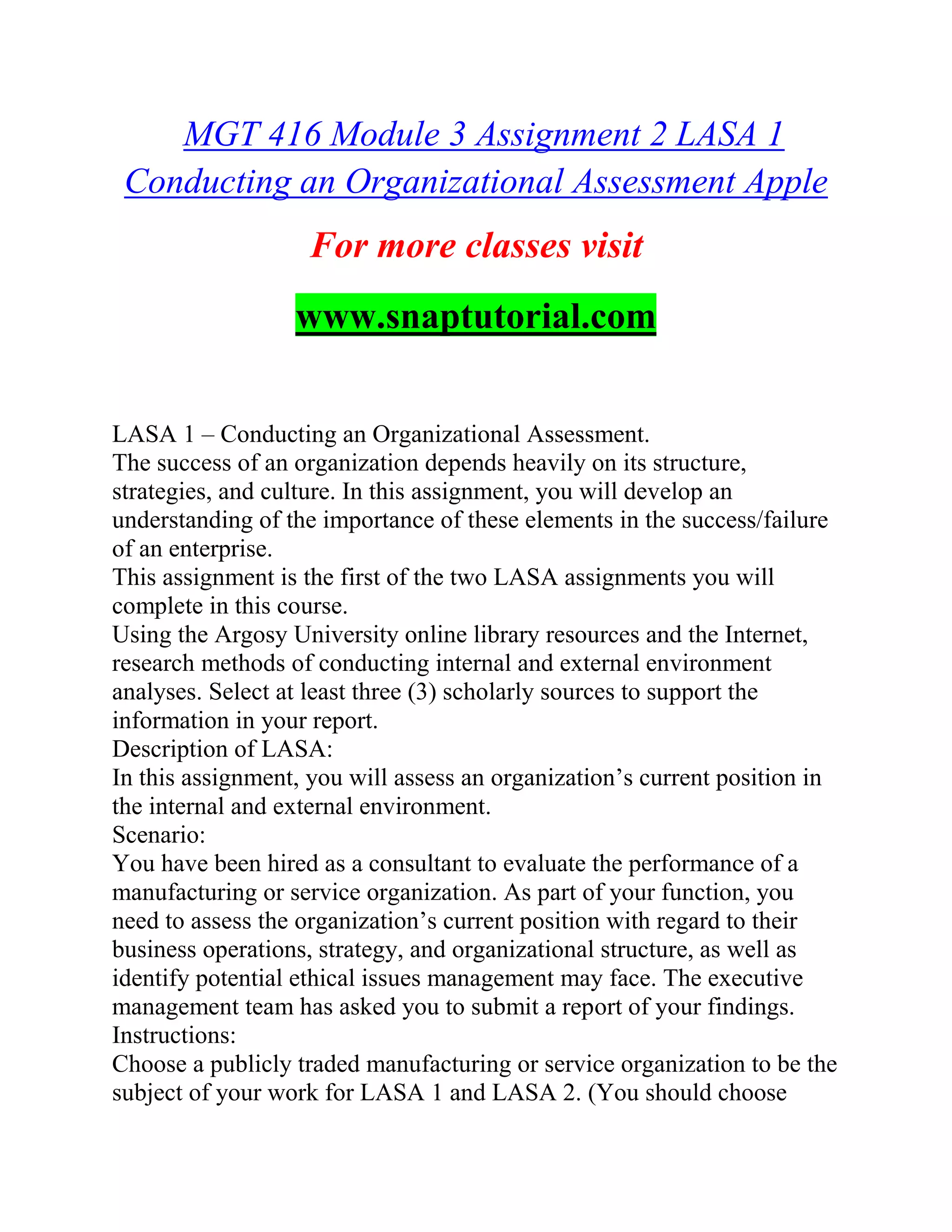 MGT 416 help Successful Learning/Snaptutorial | PDF