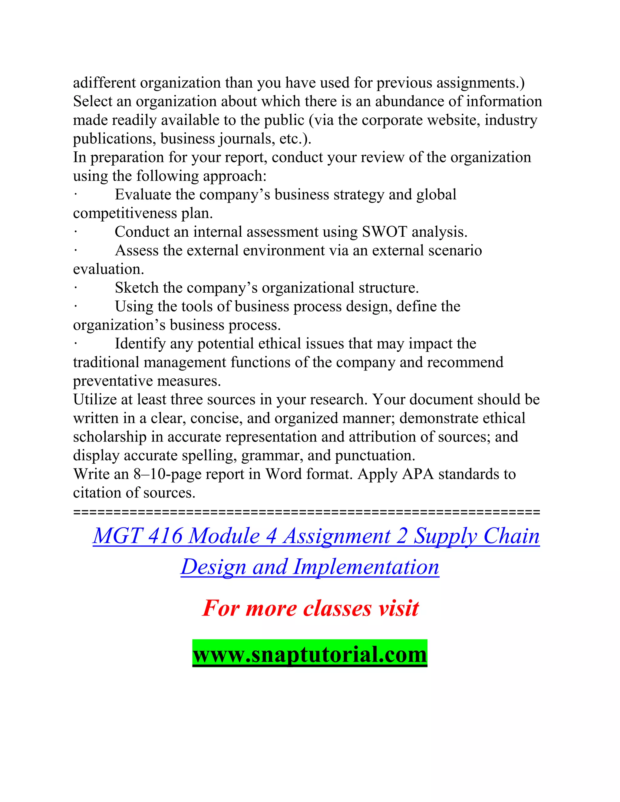 MGT 416 help Successful Learning/Snaptutorial | PDF