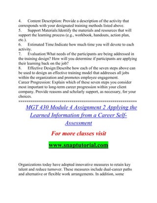 MGT 430 help A Guide to career/Snaptutorial | PDF | Career Advice | Careers