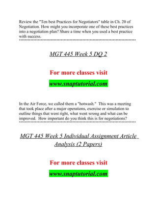 Mgt 445 Enhance teaching / snaptutorial.com