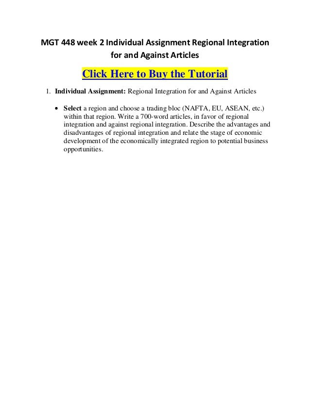 MGT 448 week 2 Individual Assignment Regional Integration for and ... MGT 448 week 2 Individual Assignment Regional Integration for and ...