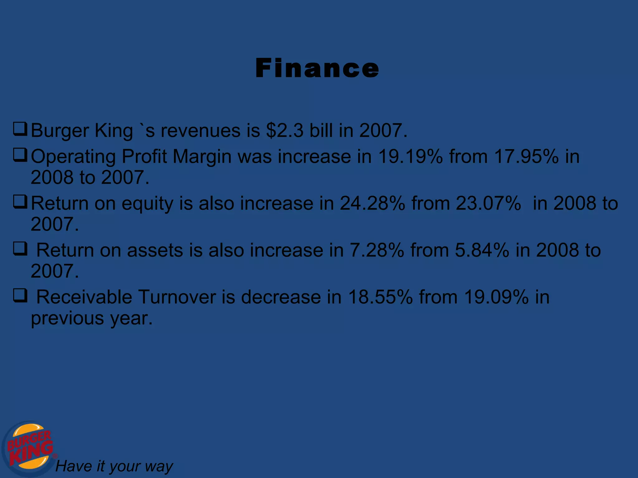 Presentation on burger king | PPT