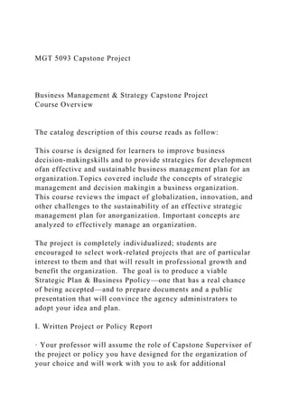 MGT 5093 Capstone ProjectBusiness Management & Strategy Ca.docx