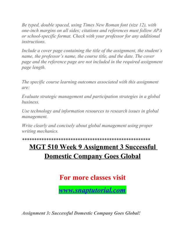 MGT 510 Massive Success / snaptutorial.com