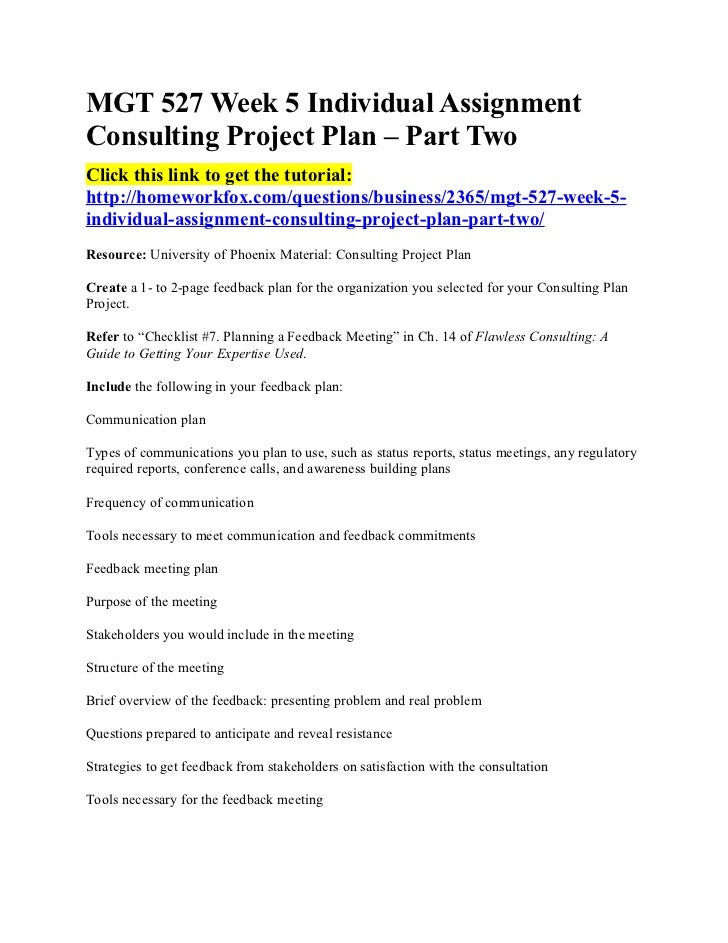 Mgt 527 week 5 individual assignment consulting project plan Mgt 527 week 5 individual assignment consulting project plan