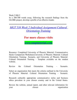 Mgt 538 Effective Communication-snaptutorial.com