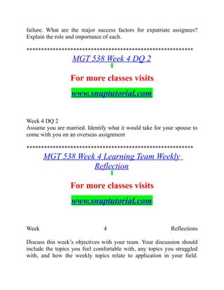 Mgt 538 Effective Communication-snaptutorial.com