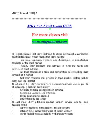 Mgt 538 Effective Communication-snaptutorial.com