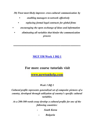 MGT 538 Something Great/newtonhelp.com