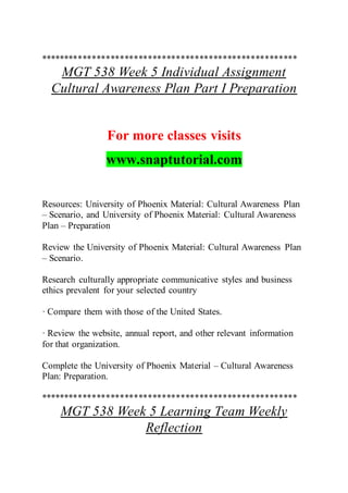 Mgt 538 Education Specialist-snaptutorial.com