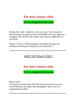 Mgt 538 Education Specialist-snaptutorial.com