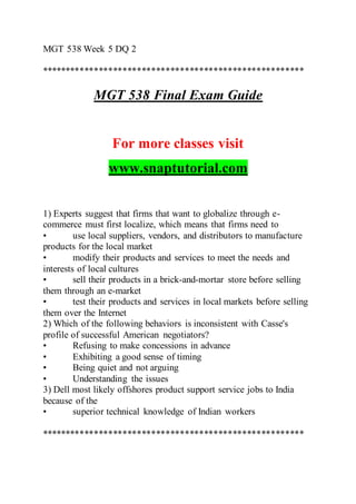 Mgt 538 Education Specialist-snaptutorial.com