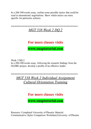 Mgt 538 Education Specialist-snaptutorial.com