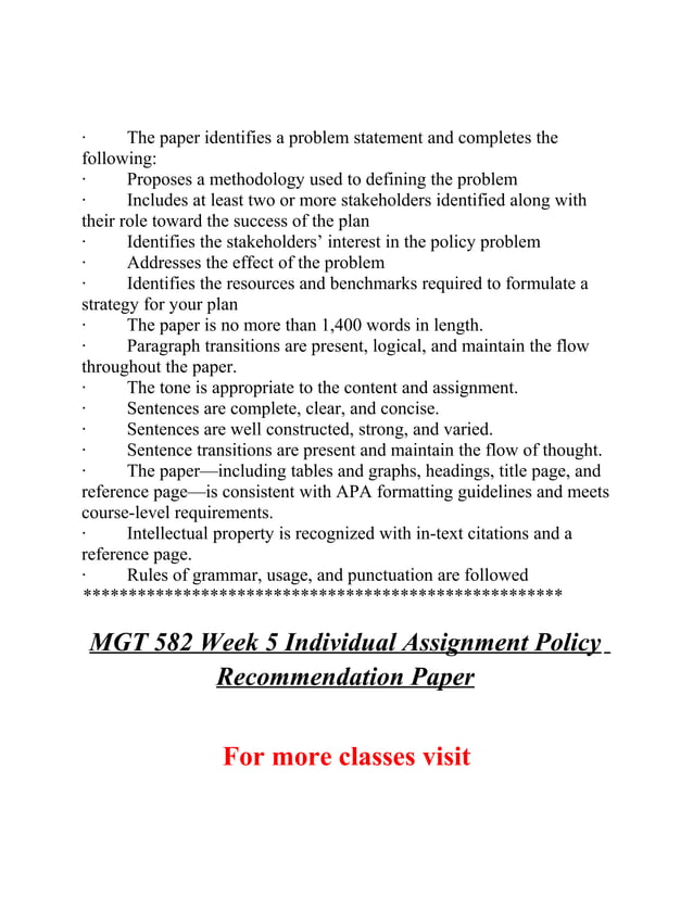 MGT 582 Massive Success / snaptutorial.com