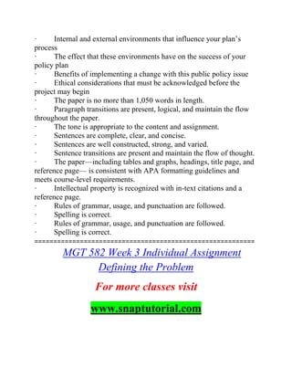 MGT 582 help A Guide to career/Snaptutorial | PDF