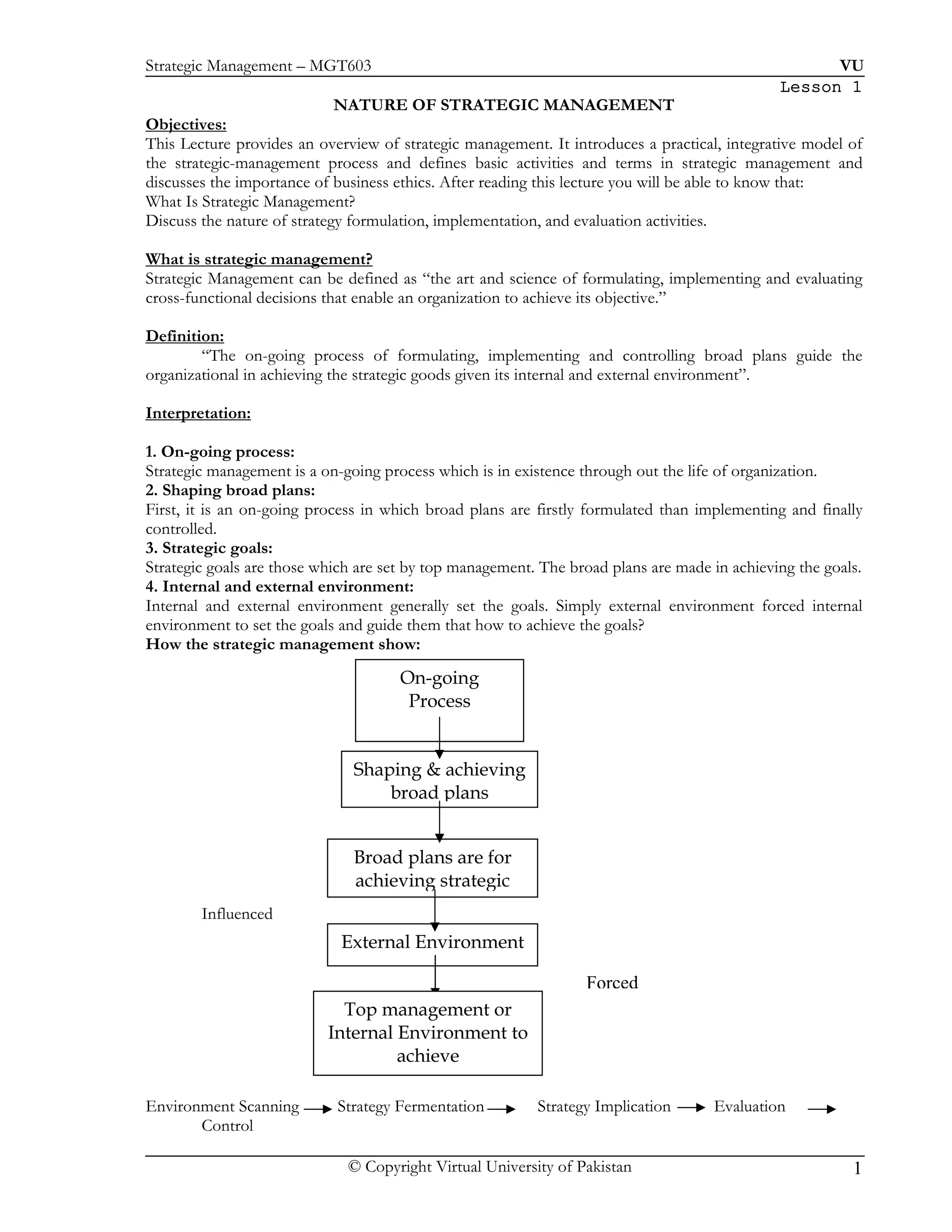 Strategic Management (Lecture 1 45) | PDF