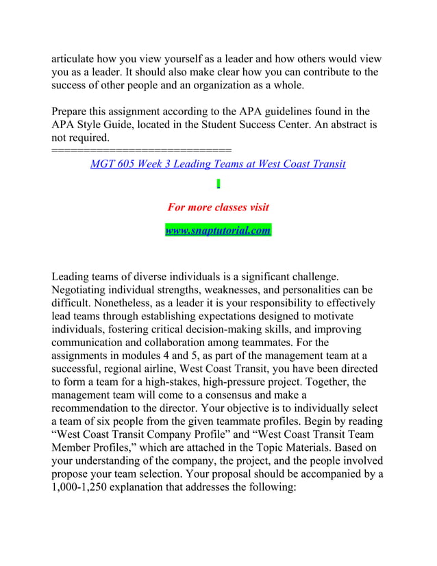 MGT 605 Massive Success / snaptutorial.com