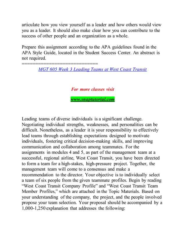 Mgt 605 Success Begins / snaptutorial.com