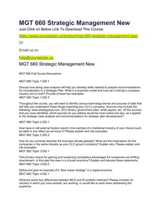 Mgt 660 Strategic Management New Pdf