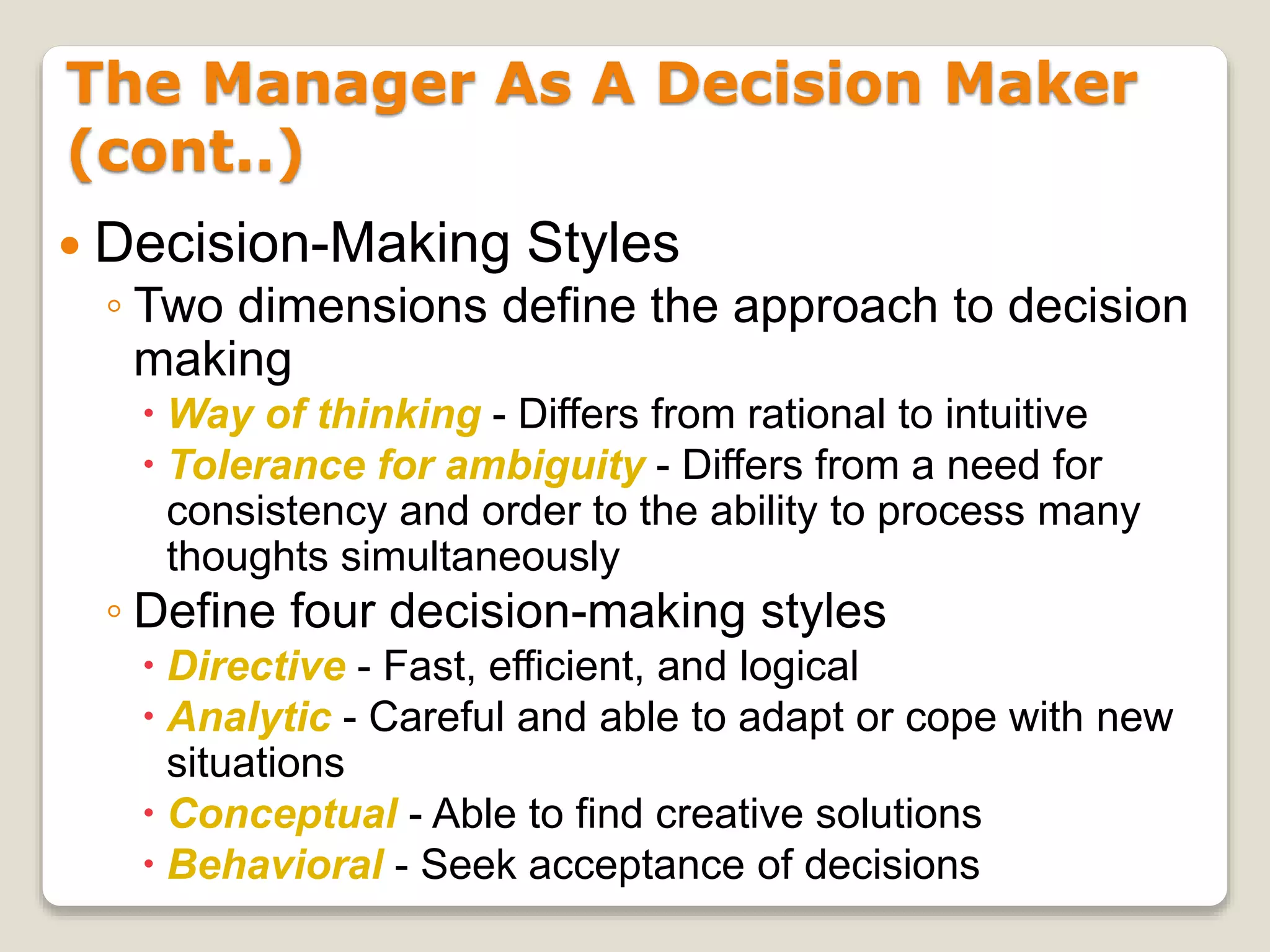 Managerial Decision Making | PPTX