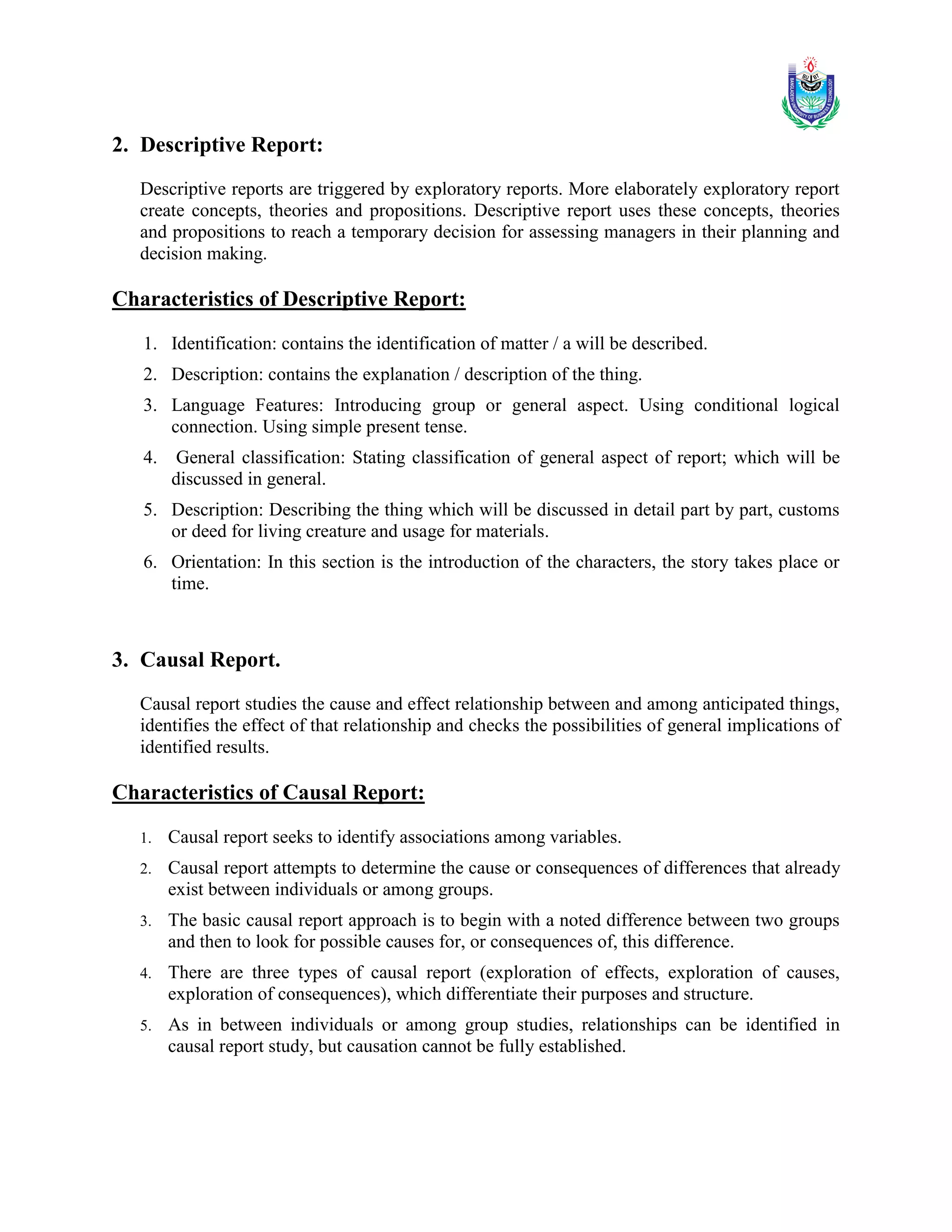 Report and Characteristics of each types of report. | PDF | Educational ...