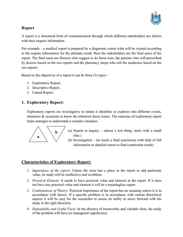 Report and Characteristics of each types of report. | PDF | Educational ...