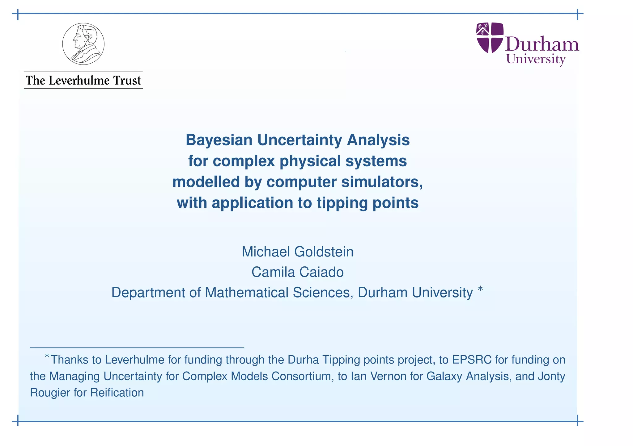 Bayesian Uncertainty Analysis with Application to Tipping Points | PDF | Physics | Science
