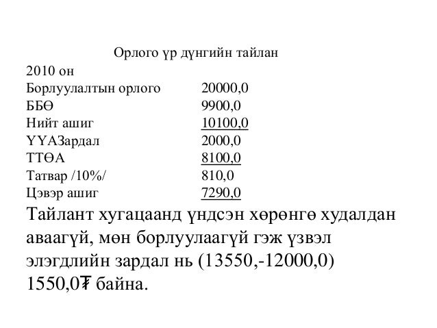 Мөнгөн гүйлгээний тайлангийн шинжилгээ