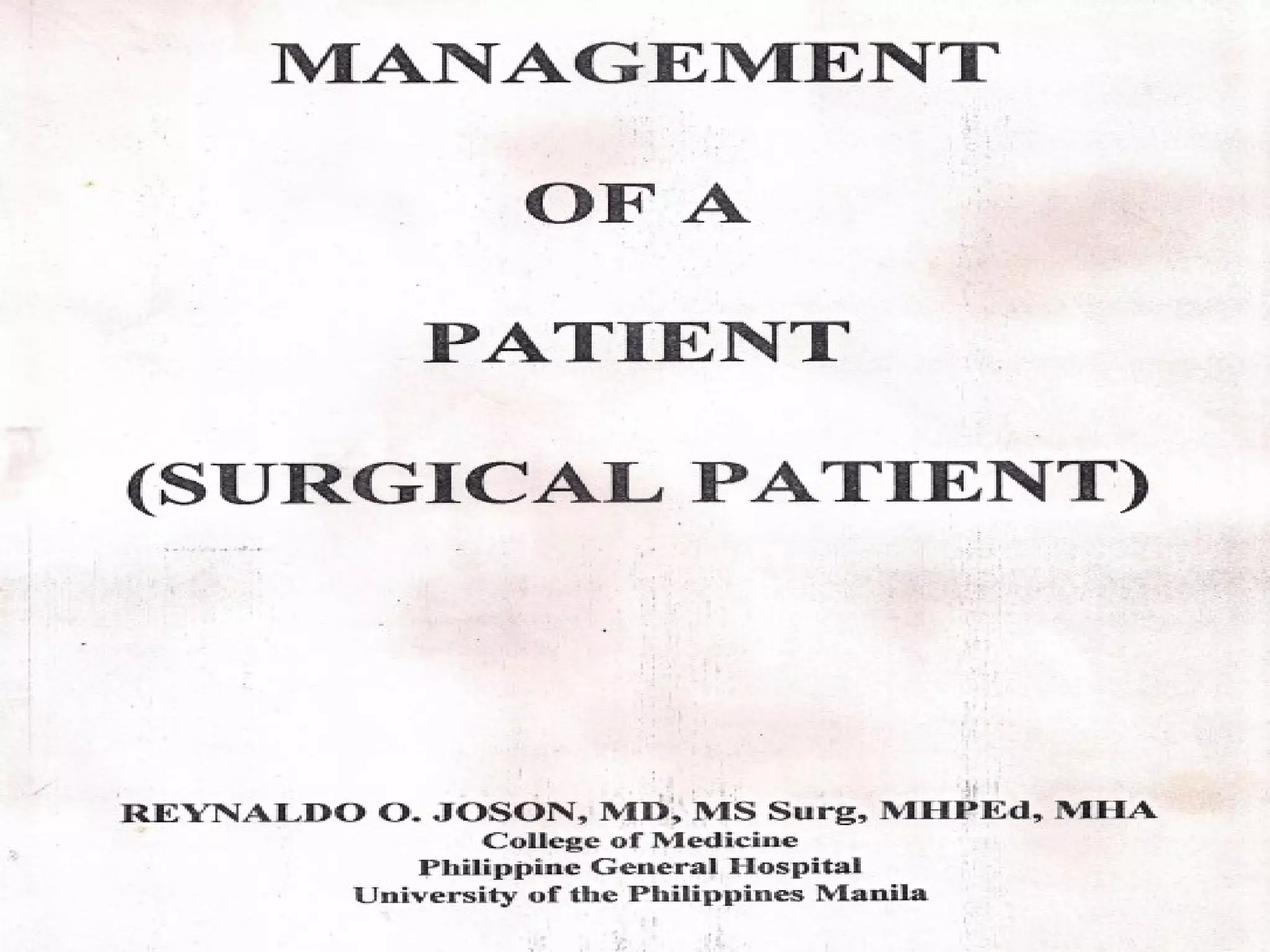 Management of a Surgical Patient - Outline | PPT