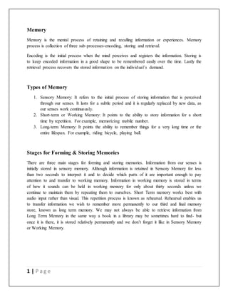 How human memory works | DOCX | Data Storage and Warehousing | Computing